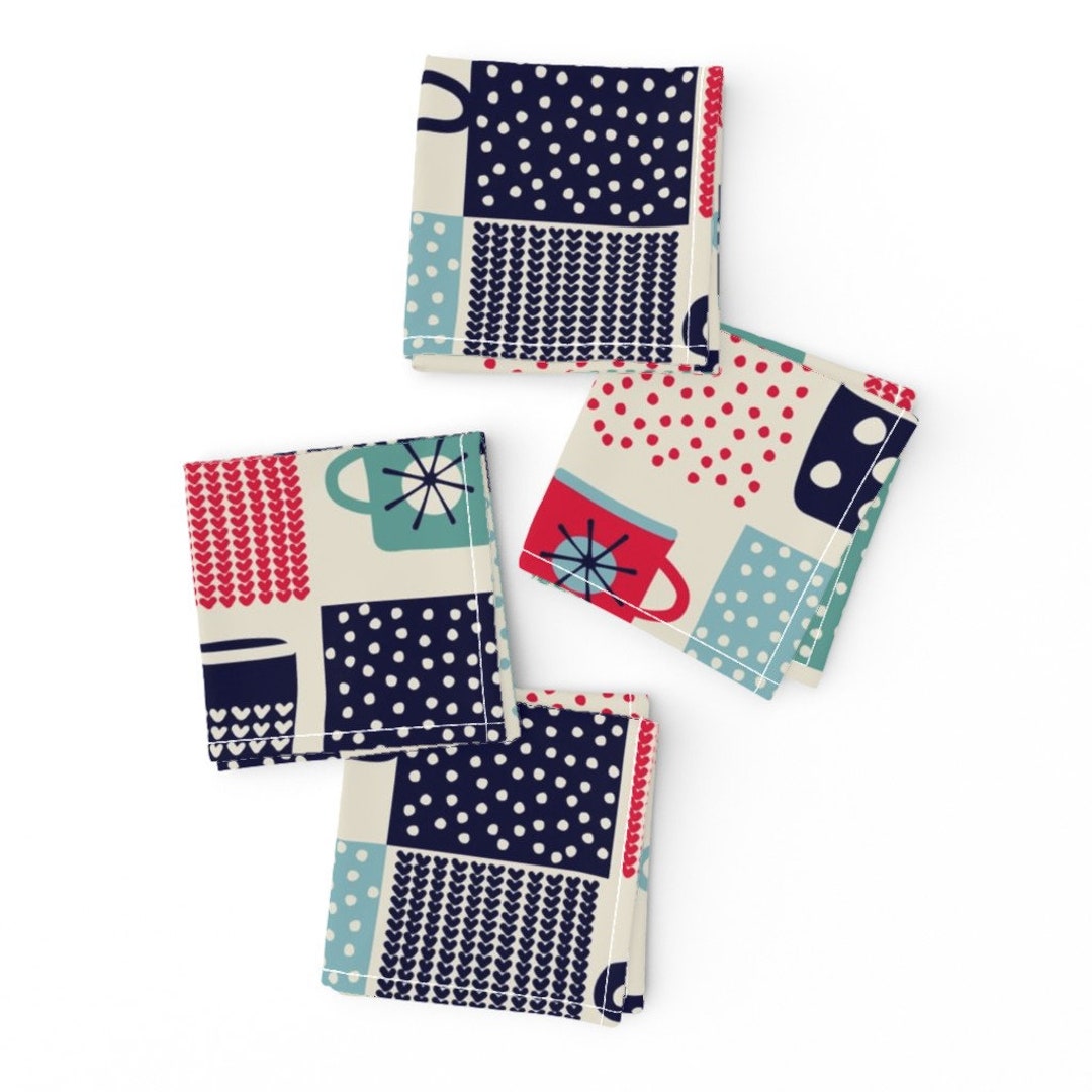 Cottage Cups Cocktail Napkins set of 4 Patchwork_cups by - Etsy