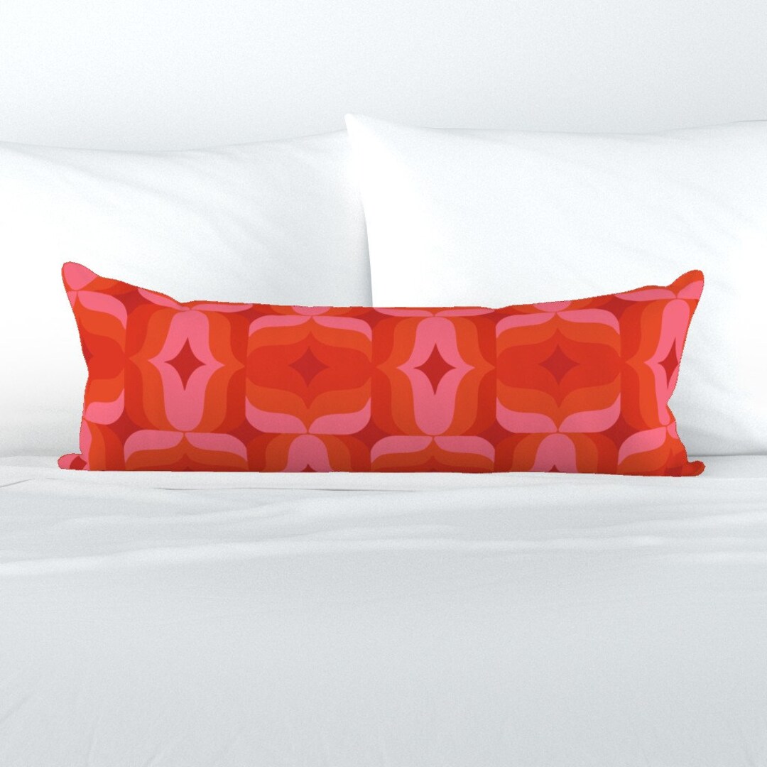 Mid Century Modern XL Lumbar Pillow Retro by Myracle Retro Ogee Red ...