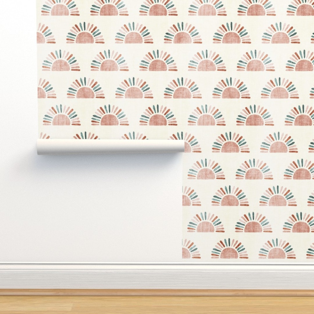 Faded Terra Cotta Non-pasted Wallpaper - Sunshine Blue Teracotta by Littlearrowdecor - Sun Dusty ...