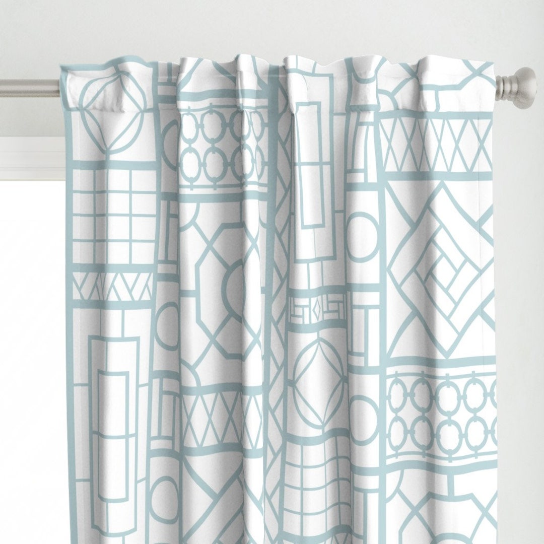Bamboo Lattice Curtain Panel - Trellis in Light Blue by Danika_herrick ...