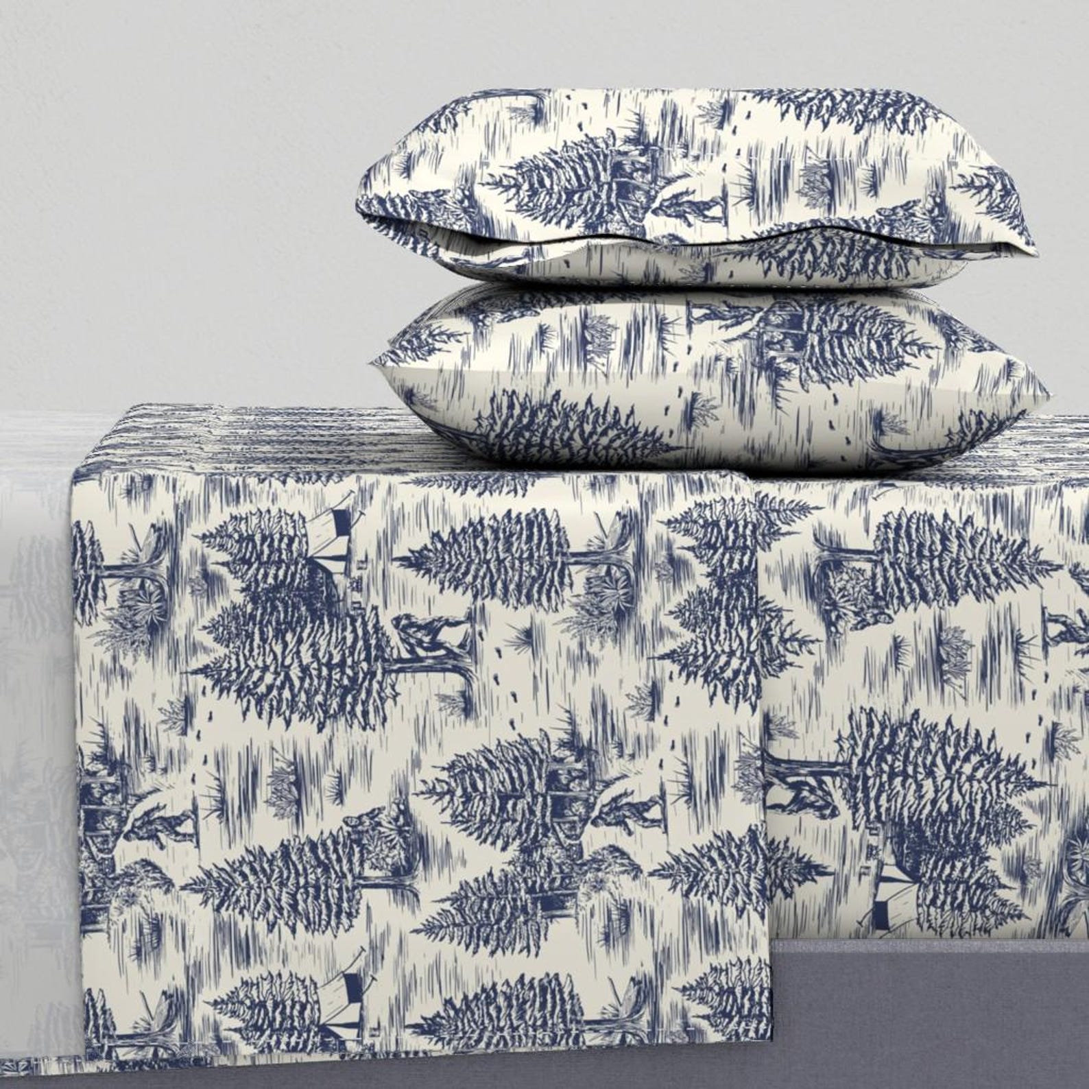 Blue Sasquatch Sheets - Bigfoot Toile Large by Somecallmebeth - Bigfoot ...