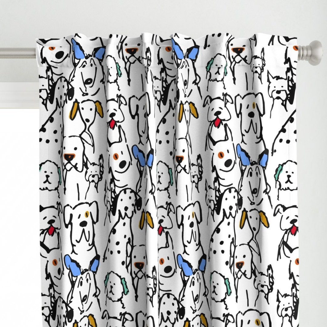 Dogs Curtain Panel Color Pop Dogs by Cooper&craft Puppy - Etsy