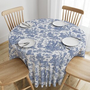 Country Toile Tablecloth - French Toile in Blue by Pickychicken - Blue ...