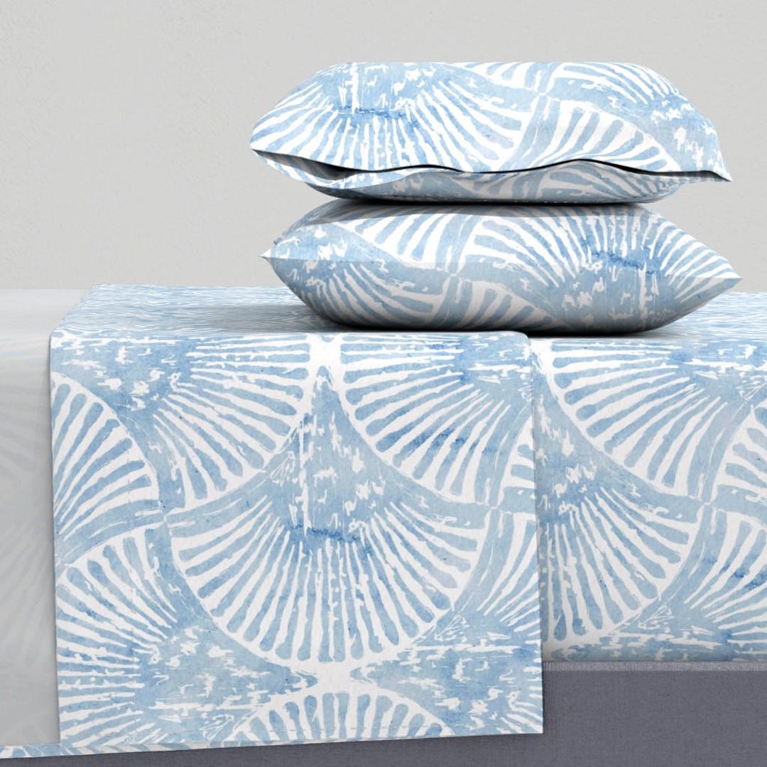 Watercolor Sheets - Breezy Seashell Blue by Luciafontes - Scallop ...