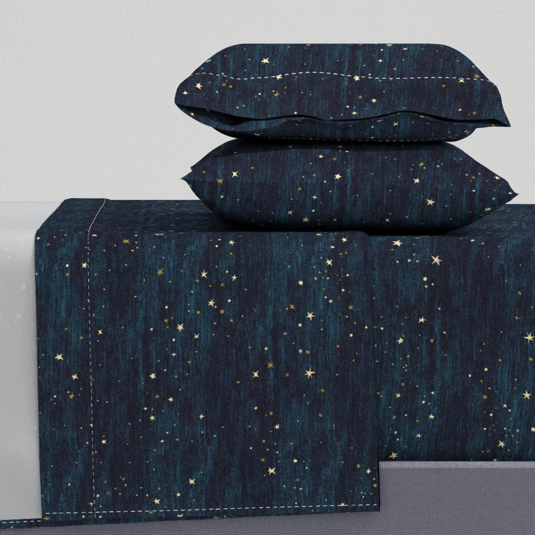 Nighttime Stars Sheets Night Sky Stars Midnight Blue by At_the_cottage ...