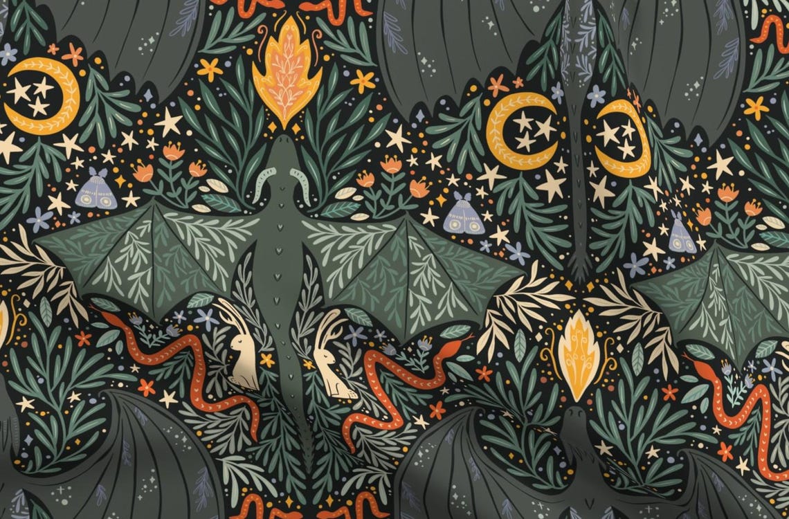 Maximalist Sheets - Folk Dragons Large by Writtenbykristen - Fantasy ...