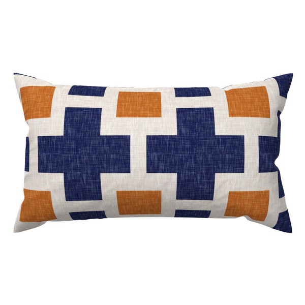 Navy Orange Pillow - Etsy