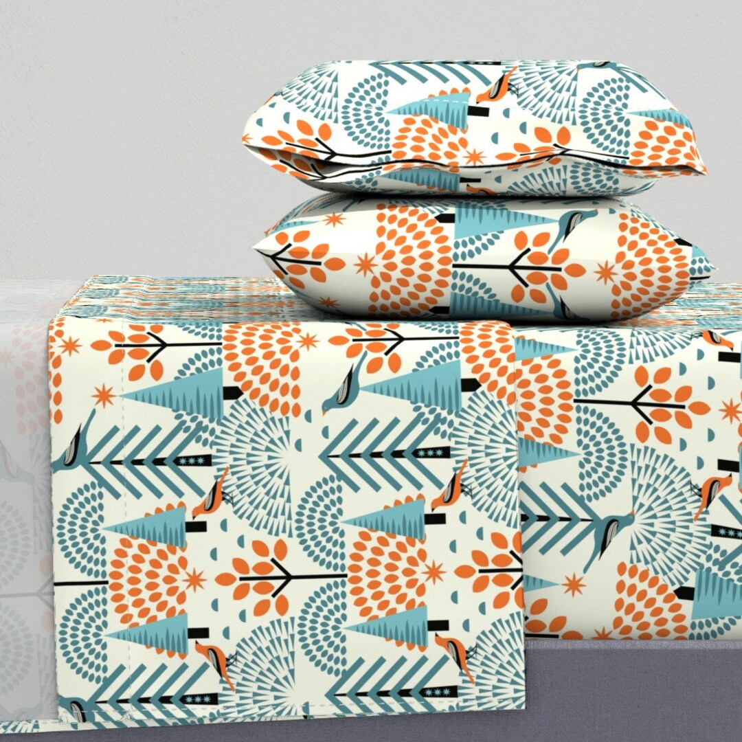 Birds Sheets Scandi Bird Sanctuary Autumn by Wolflingblue Trees Outdoor ...