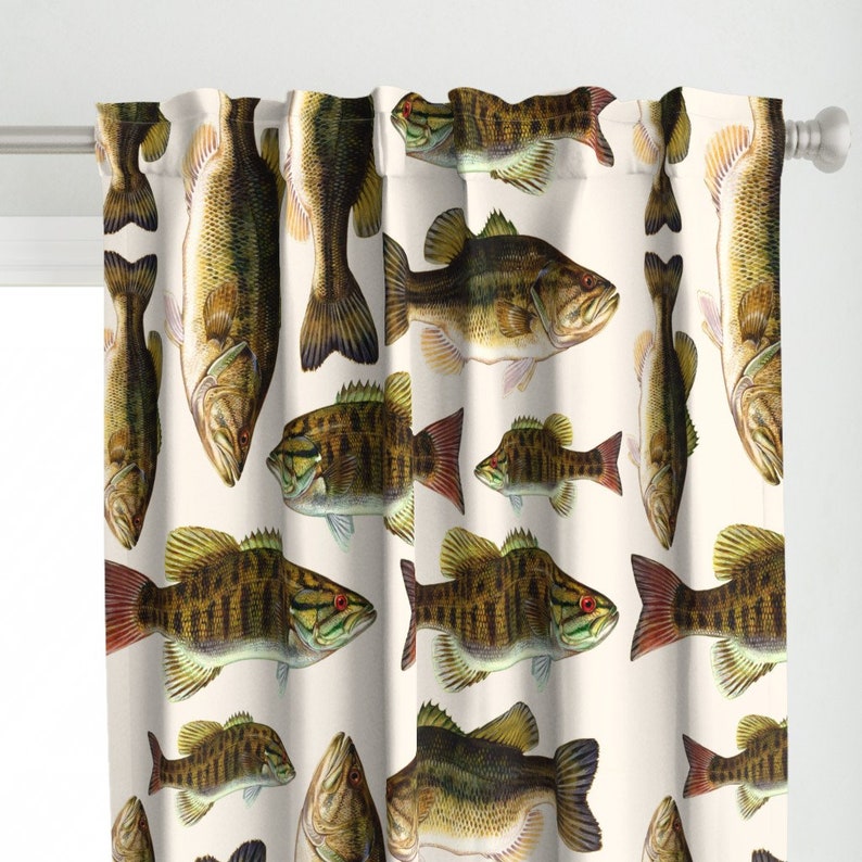 Fishing Curtain Panel Bass Fish by Weavingmajor Freshwater | Etsy