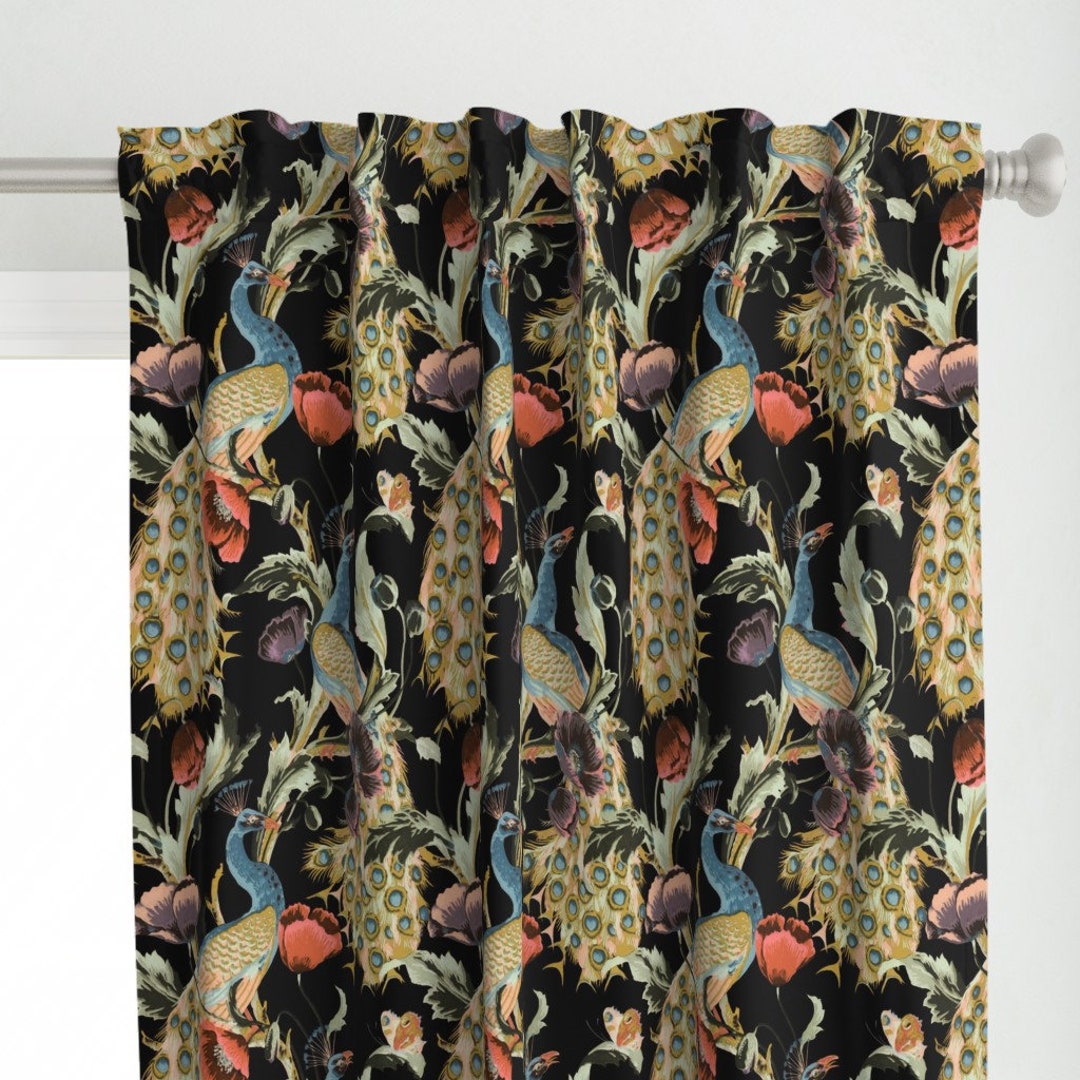 Peacock Chinoiserie Curtain Panel Peacock Veranda by Etienne Dramatic ...