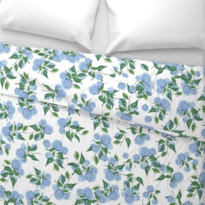 Hydrangea Floral Bedding - Hydrangea Blue by Chrissyink - Blue Green ...