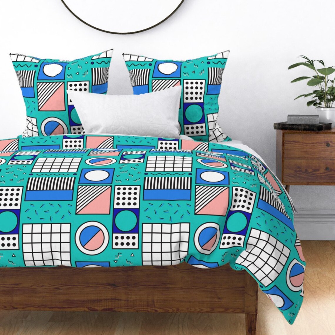 Memphis Style Duvet Cover Shapes And Colors By Nanamira Etsy
