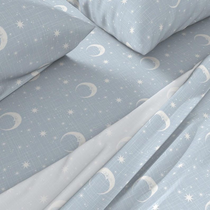 Baby Blue Celestial Sheets - Moon and Star by At_the_cottage - Boho ...