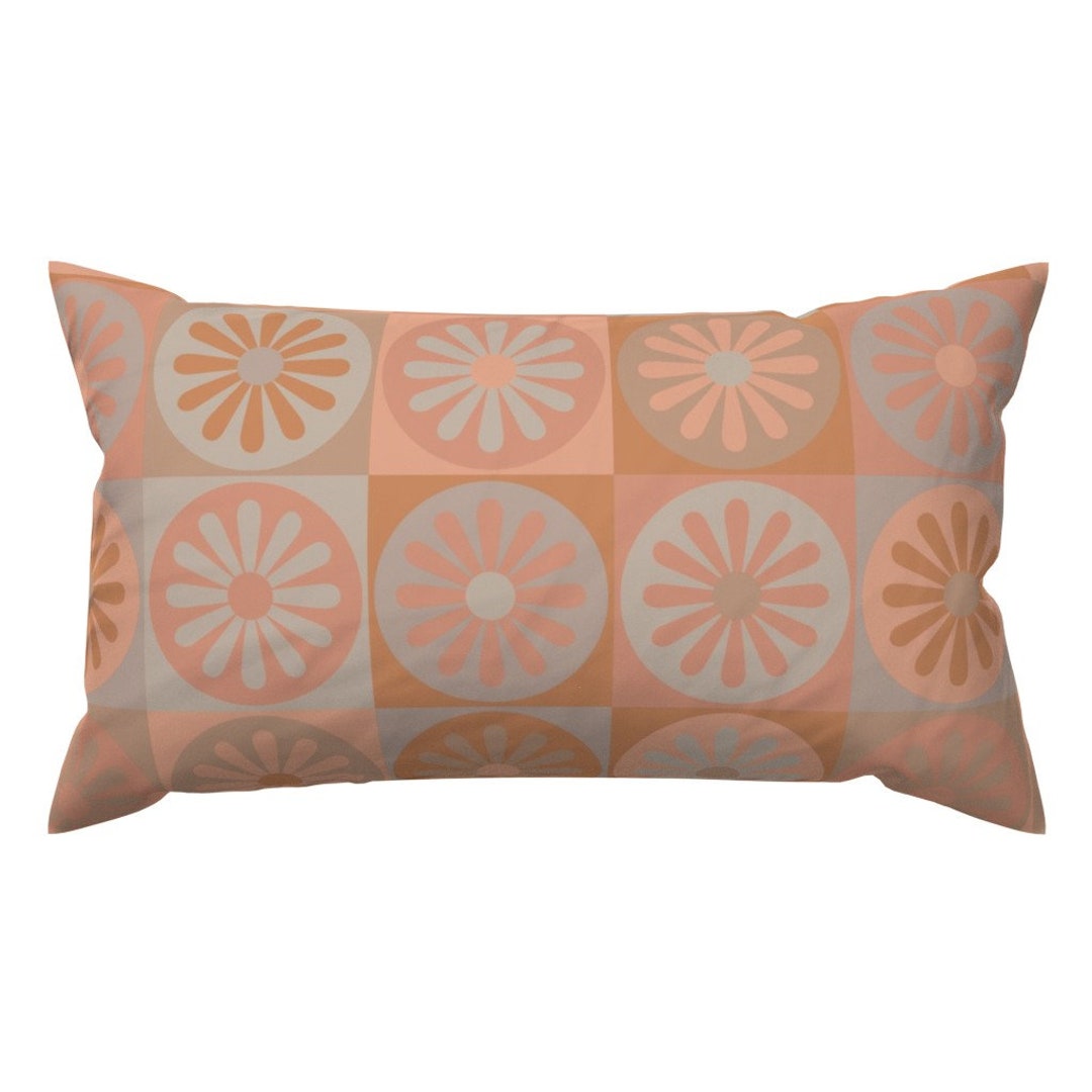 Terracotta Tiles Accent Pillow Mod Flowers by Wren_leyland - Etsy