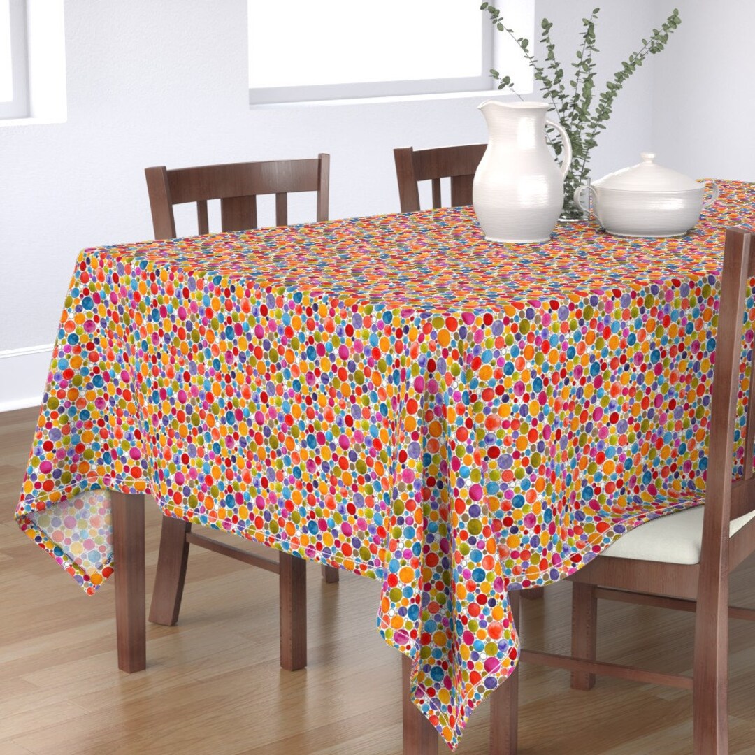 Rainbow Polka Dots Tablecloth Going Dotty Pattern by - Etsy