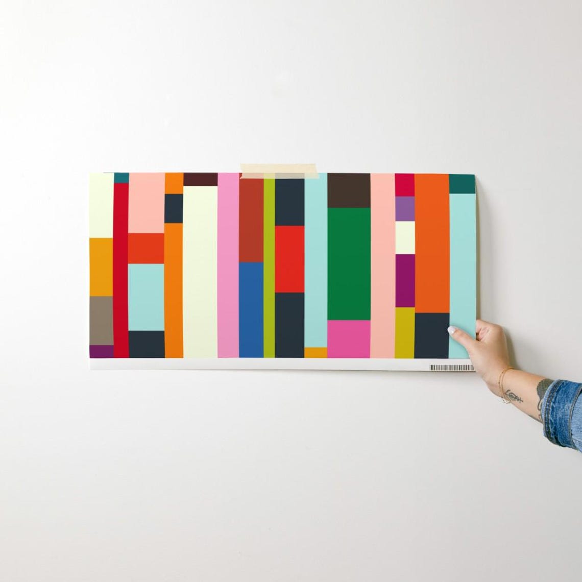 Retro Color Blocking Non-pasted Wallpaper Colorful Mod Midcentury ...