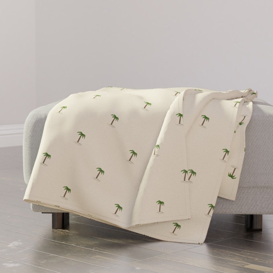 Palm Tree Throw Blanket - Tan Beach Tropical Small Sandy Preppy Coastal ...