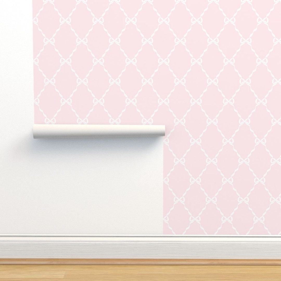 Traditional Non-pasted Wallpaper Bow Trellis Pink by Prettyfestive ...