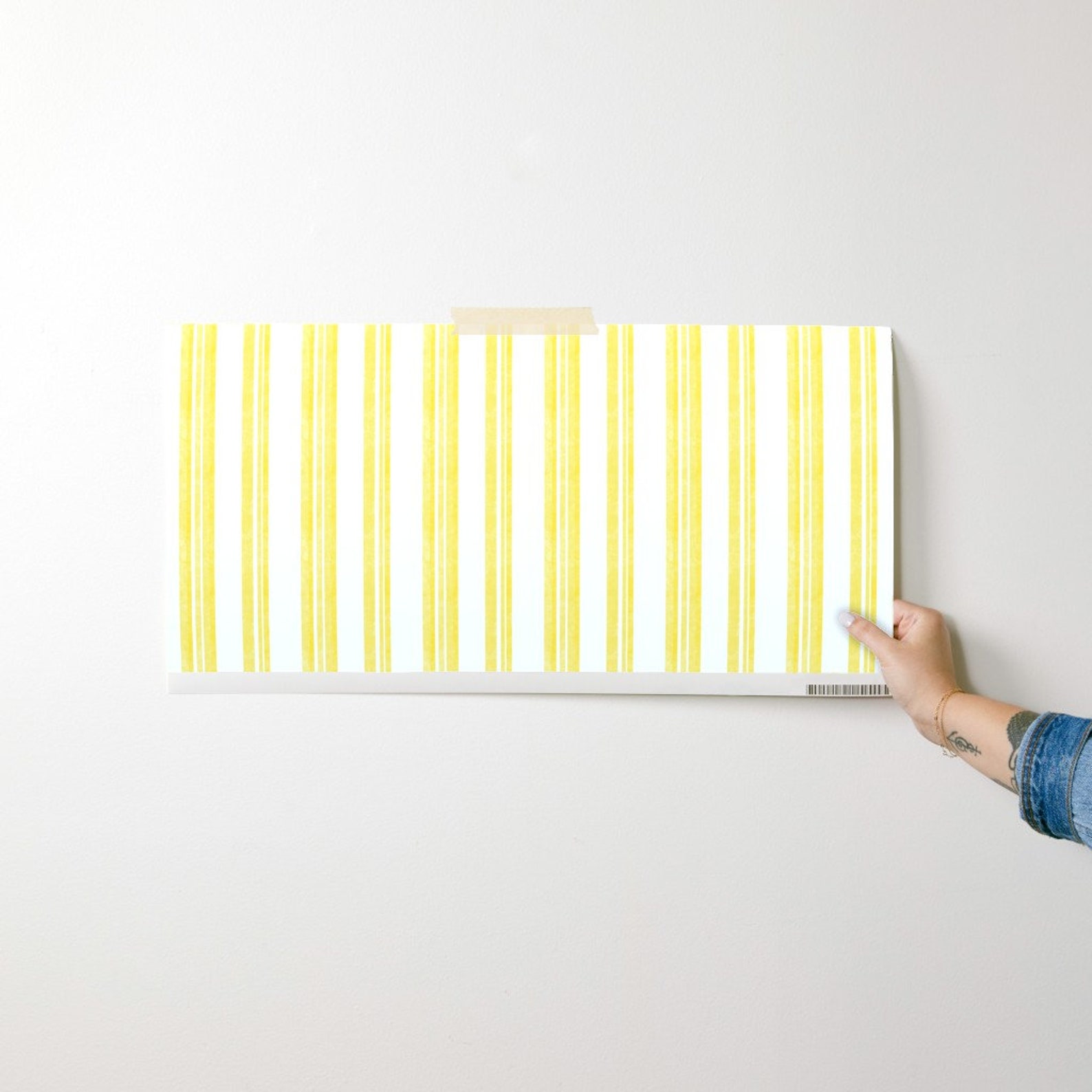 Yellow Non-pasted Wallpaper Painted Stripe Contemporary Stripe - Modern ...
