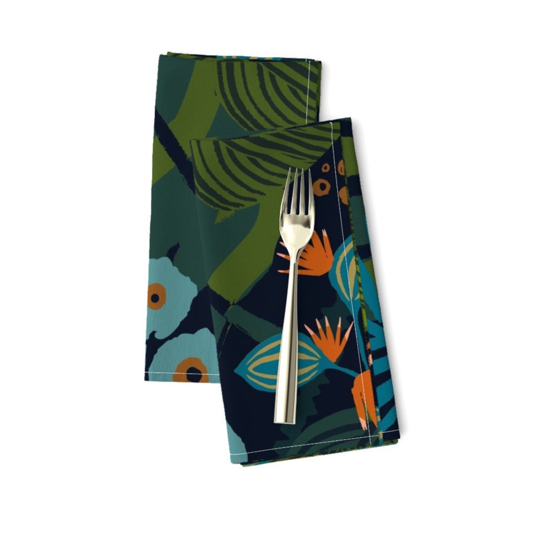 Tropical Rainforest Dinner Napkins set of 2 Moody Tropical Floral by ...