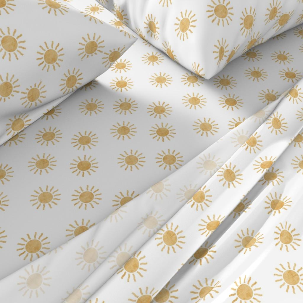 Small Cute Suns Sheets - Small Sunshine by Littlearrowdesign - Yellow ...