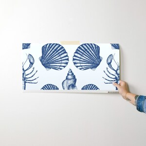 Coastal Toile Non-pasted Wallpaper - Lobster and Seashells by Studio ...
