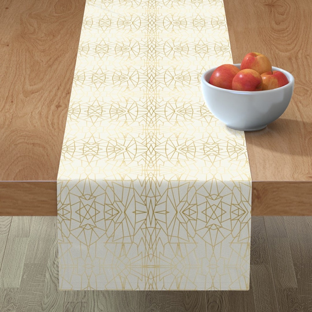 Angles Table Runner Geometric Angles Gold Cream Ivory - Etsy