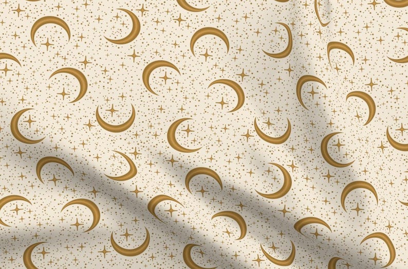 Boho Celestial Sheets - Night Sky by Mariliineira - Moon and Stars Gold ...