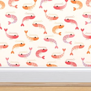 Cute Shrimp Non-pasted Wallpaper - Shrimps on Cream by Heleenvanbuul ...