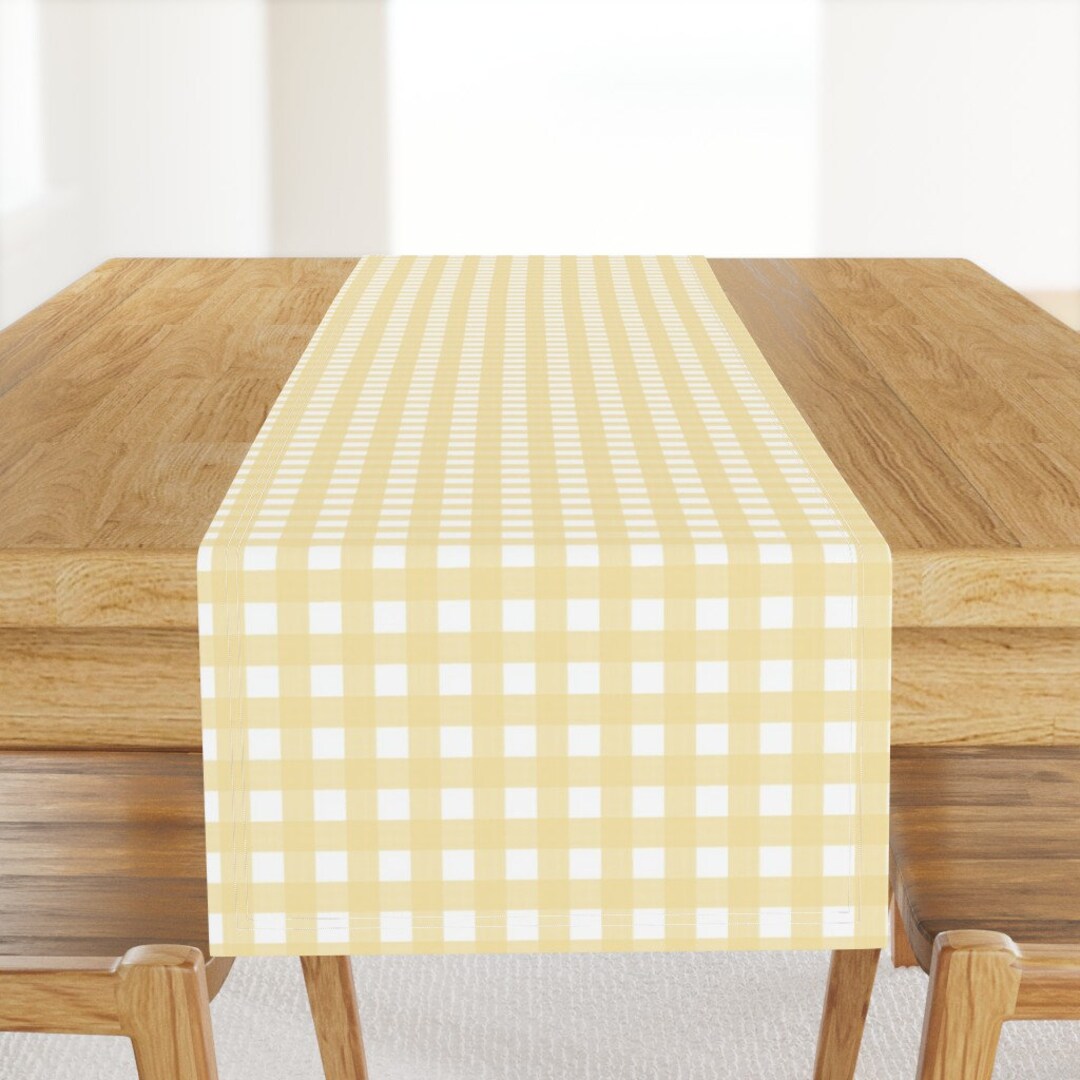 Light Yellow Gingham Table Runner - Butter Yellow Check by Danika ...