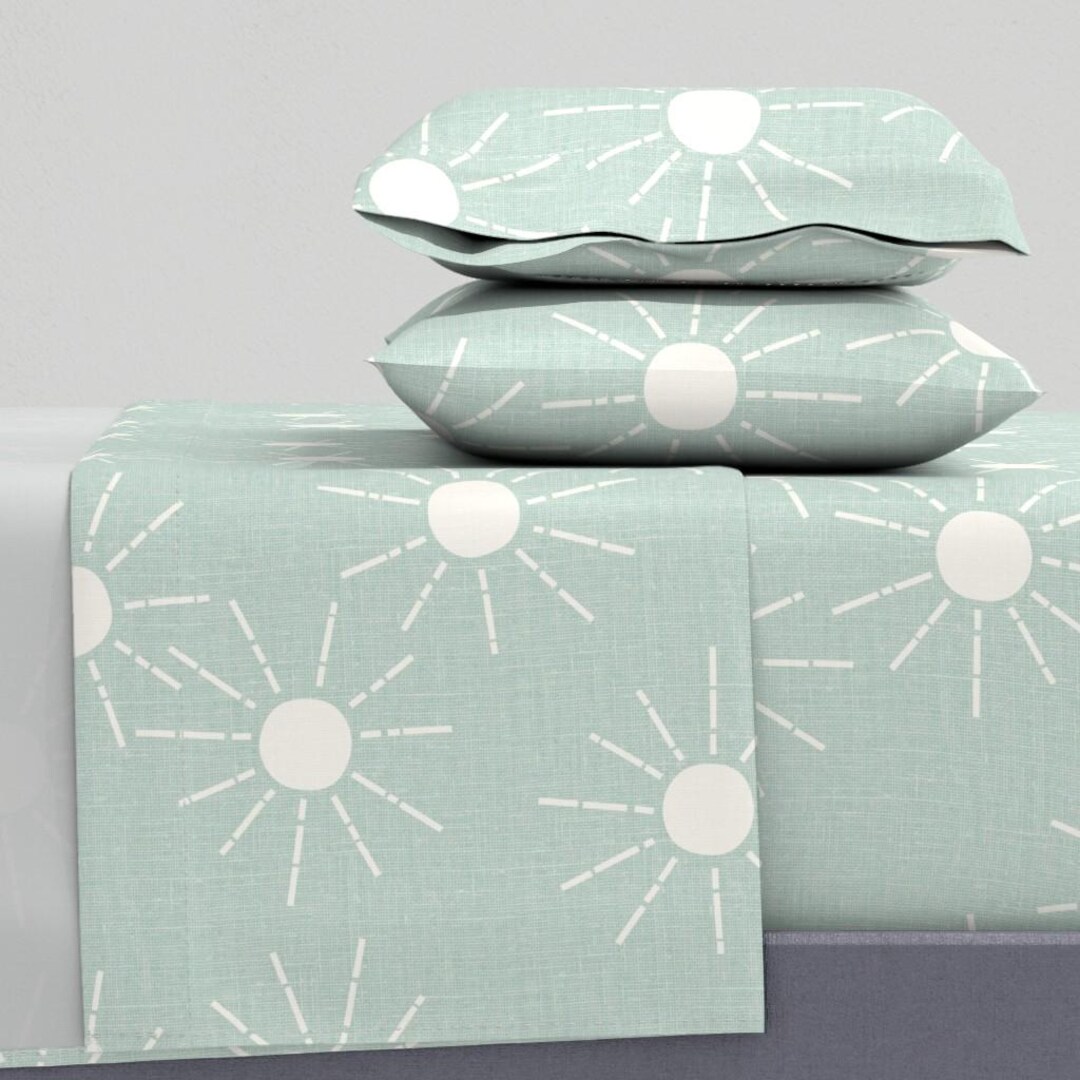 Sun Sheets - Jumbo Sunshine Linen Summer Suns Mint Green by Erin ...