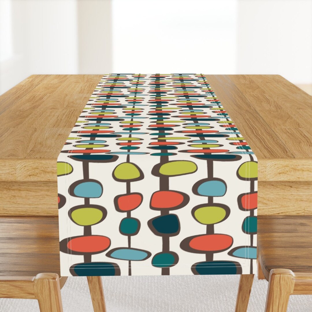 Mid Century Modern Table Runner - Baubles in Coral by Studiofibonacci ...