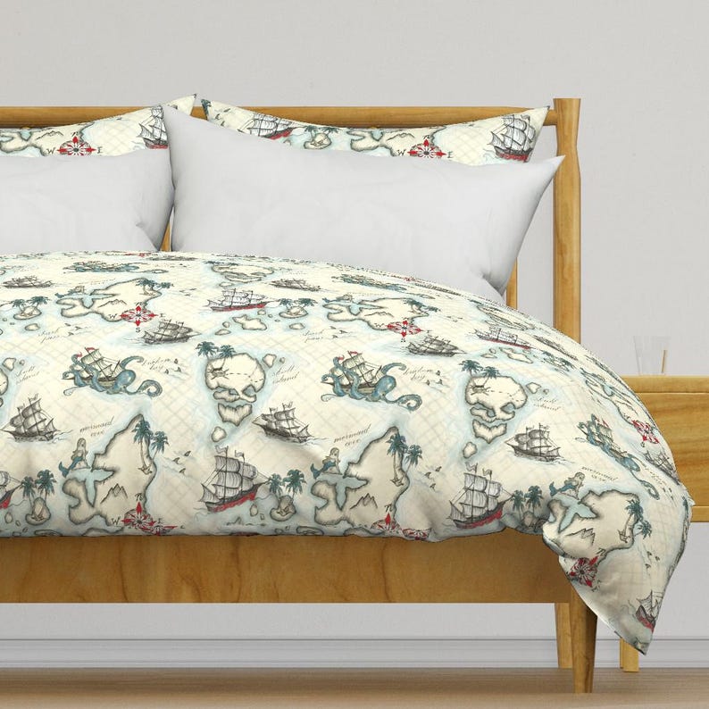 Treasure Map Bedding - Pirate Journey by Kim_marshall_studio - Pirate ...