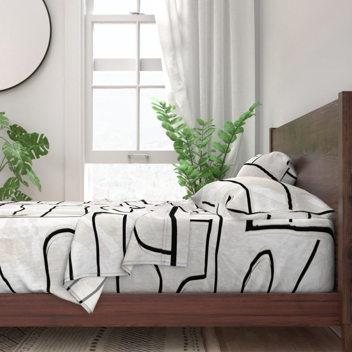 Urban Abstract Sheets - Graffiti by Etienne - Beige Black Cream White ...