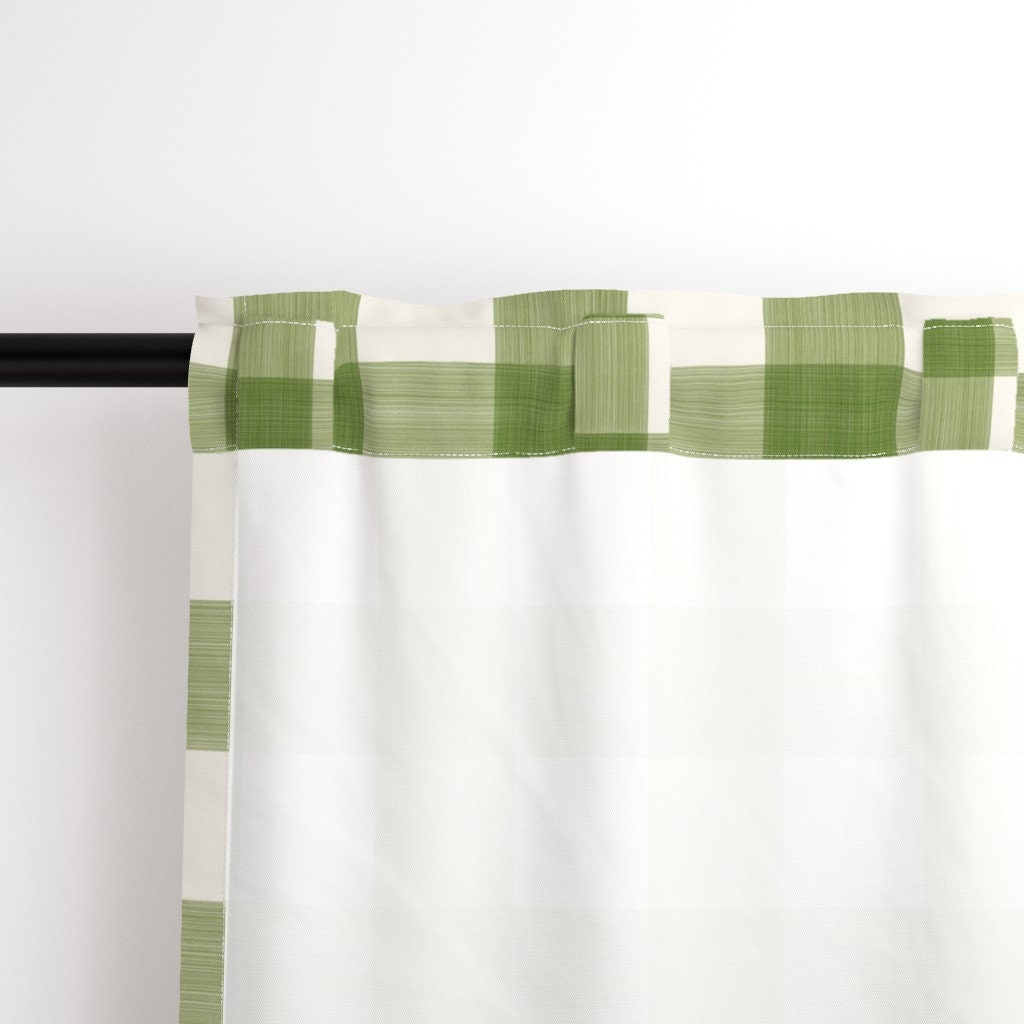 Check Curtain Panel - Stripe Green Plaid Country Gingham Paint Custom ...