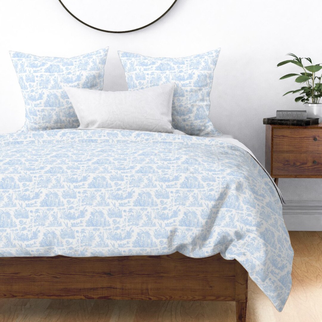 Baby Blue Toile Duvet Cover Marseilles Toile by - Etsy