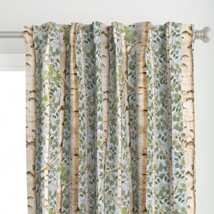 Woodland Curtain Panel - Birch Grove in Summer by Willowlanetextiles ...