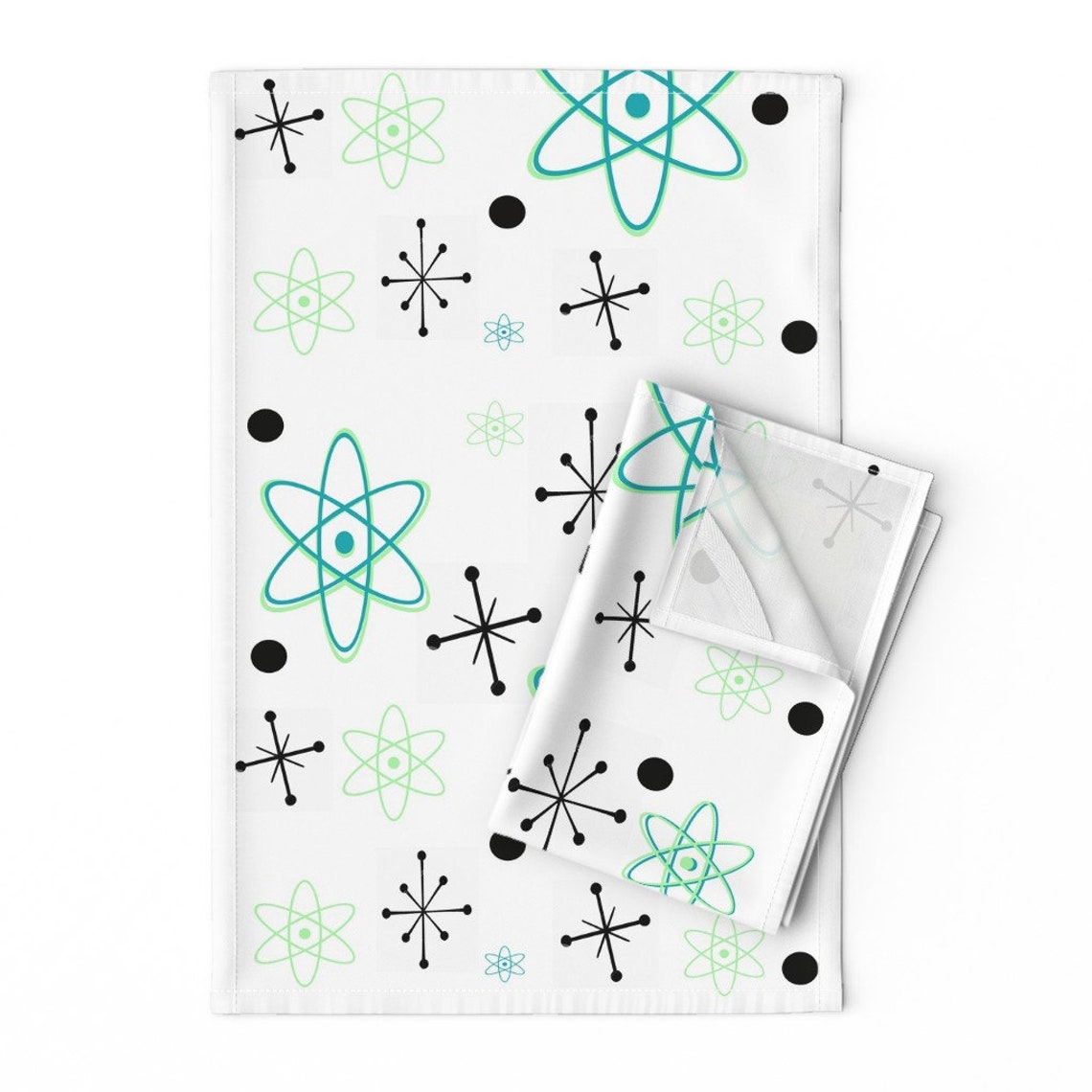Atomic Tea Towels set of 2 Atomic Stars Turquoise by - Etsy