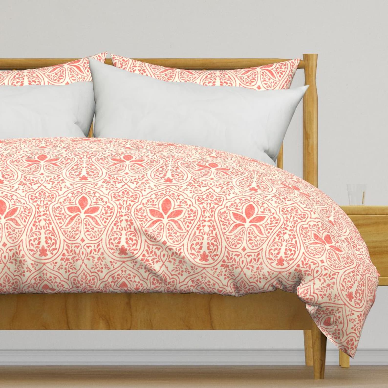 Bohemian Coral Batik Bedding - Coral Batik by Peacoquettedesigns ...