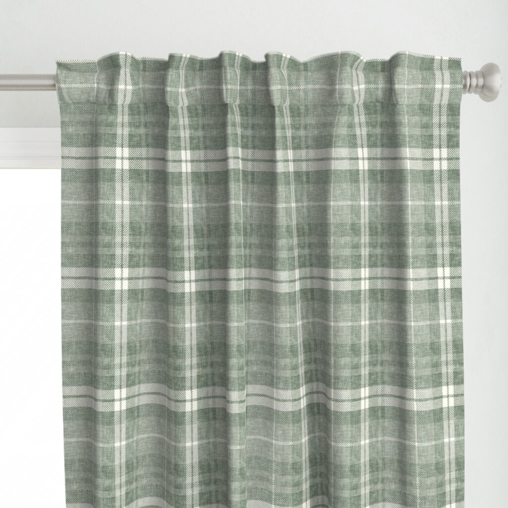 Green Plaid Curtain Panel Fall Plaid in Sage by - Etsy