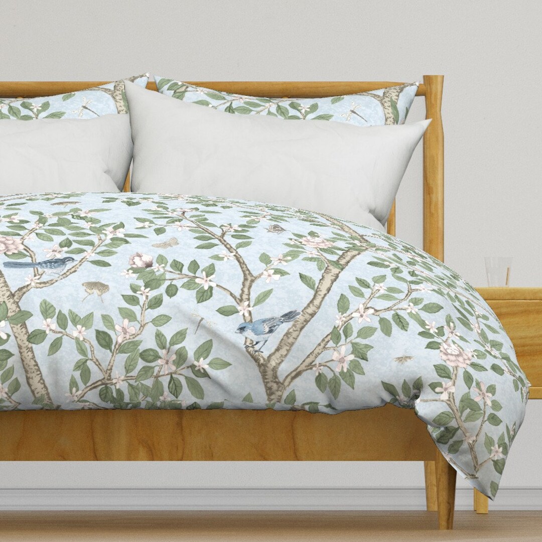 Traditional Peony Bedding Soft Blue Garden by Danika_herrick ...