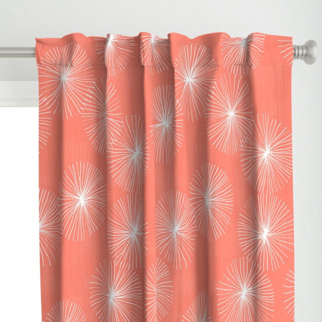 Mid Century Modern Curtain Panel - Classic Retro Large Scale Floral ...