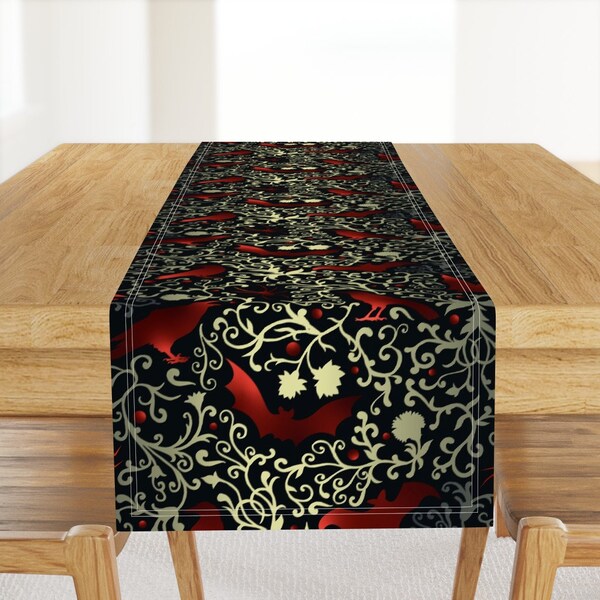 Black and Red Table Runner - Etsy