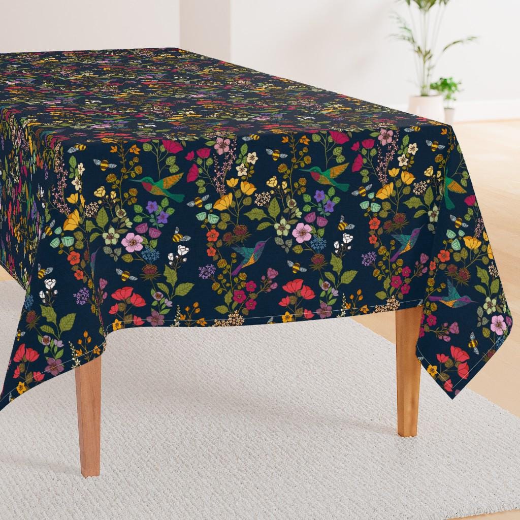 Victorian Tablecloth - Hummingbirds and Bees by Ceciliamok - Botanical ...