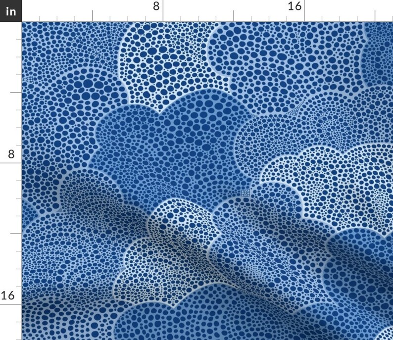 Dot Clouds Lumbar Pillow - Spots Cobalt Cumulus Swirling Rectangle ...