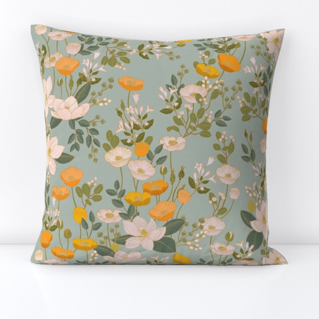 Cottagecore Throw Pillow - Cloisonne Garden by Ceciliamok - Botanical ...