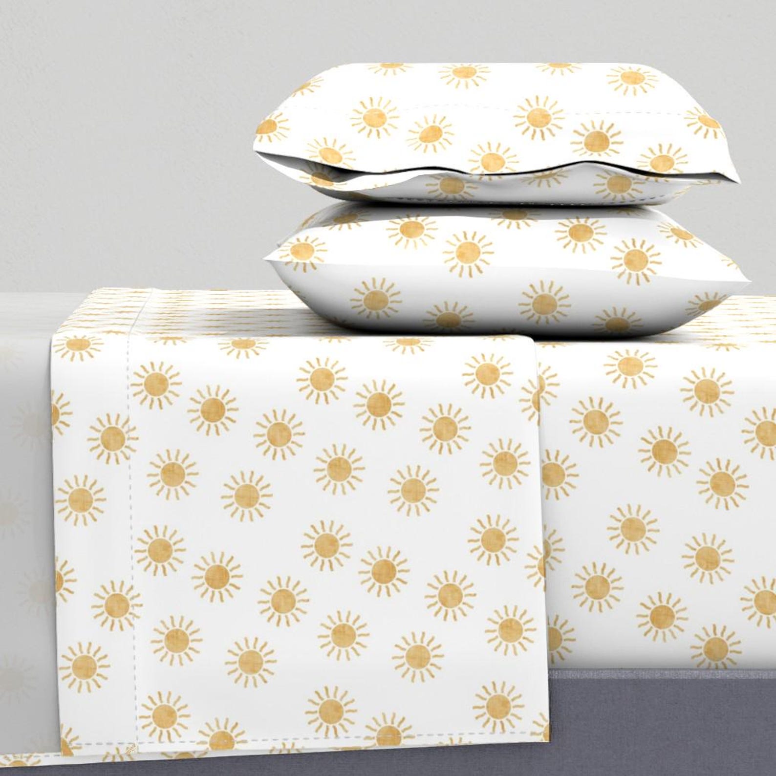 Small Cute Suns Sheets - Small Sunshine by Littlearrowdesign - Yellow ...
