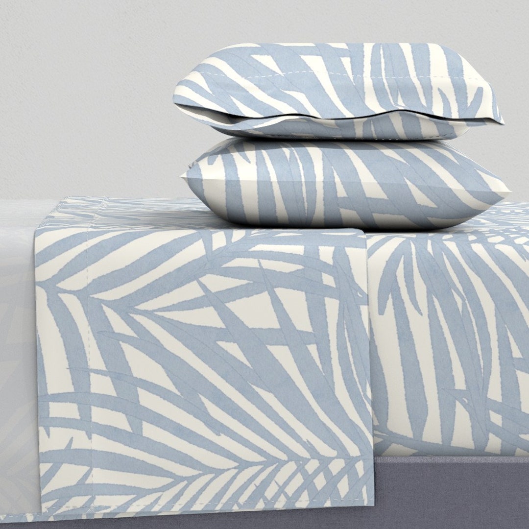 Modern Tropical Sheets Soft Blue Palm by Danika_herrick Coastal Beach ...