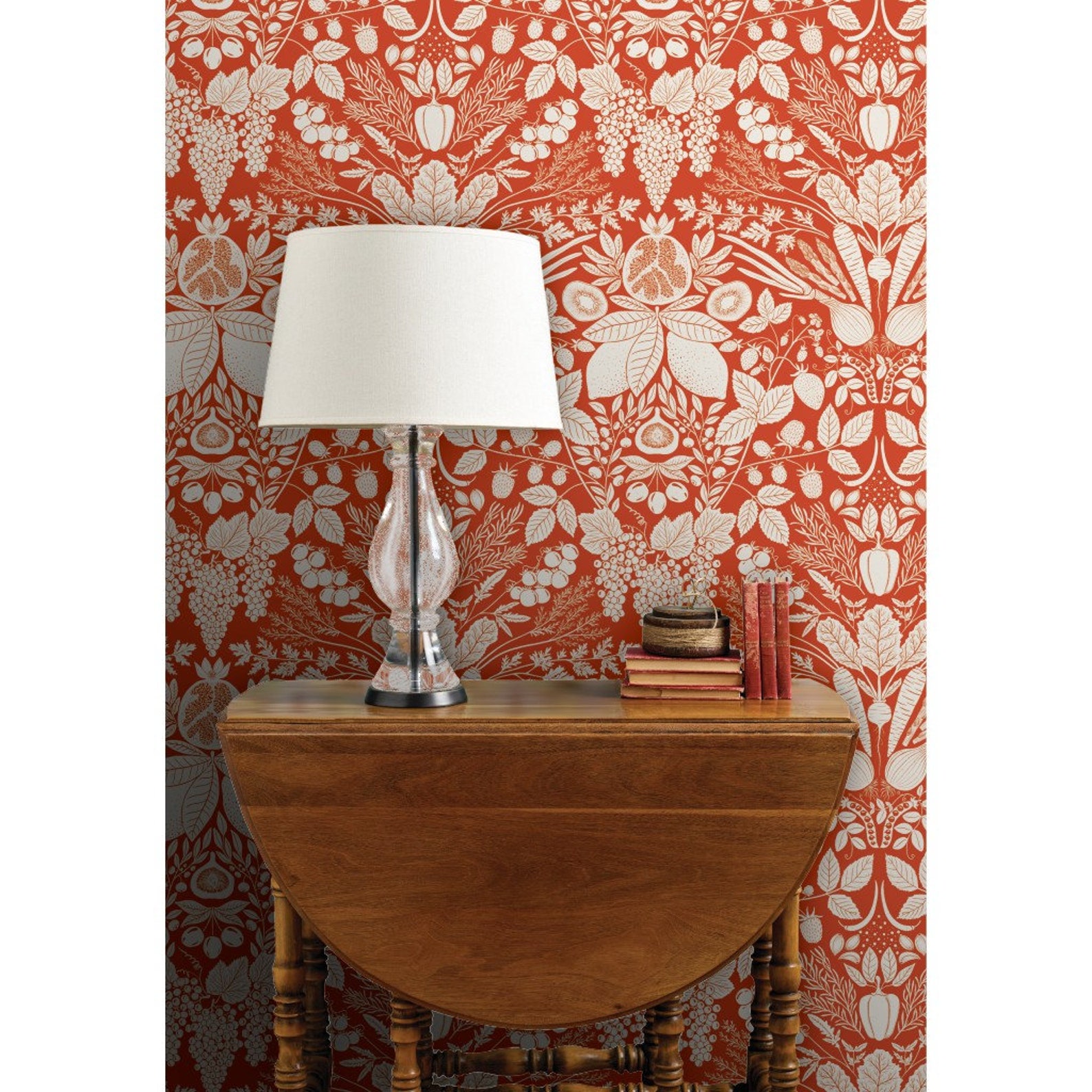 Fruit Damask Non-pasted Wallpaper Fruits Vegetables Carrot Orange ...