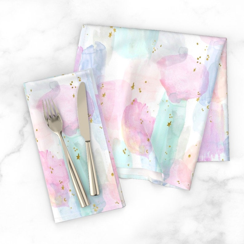 Pastel Dinner Napkins set of 2 Rainbow Stars by - Etsy